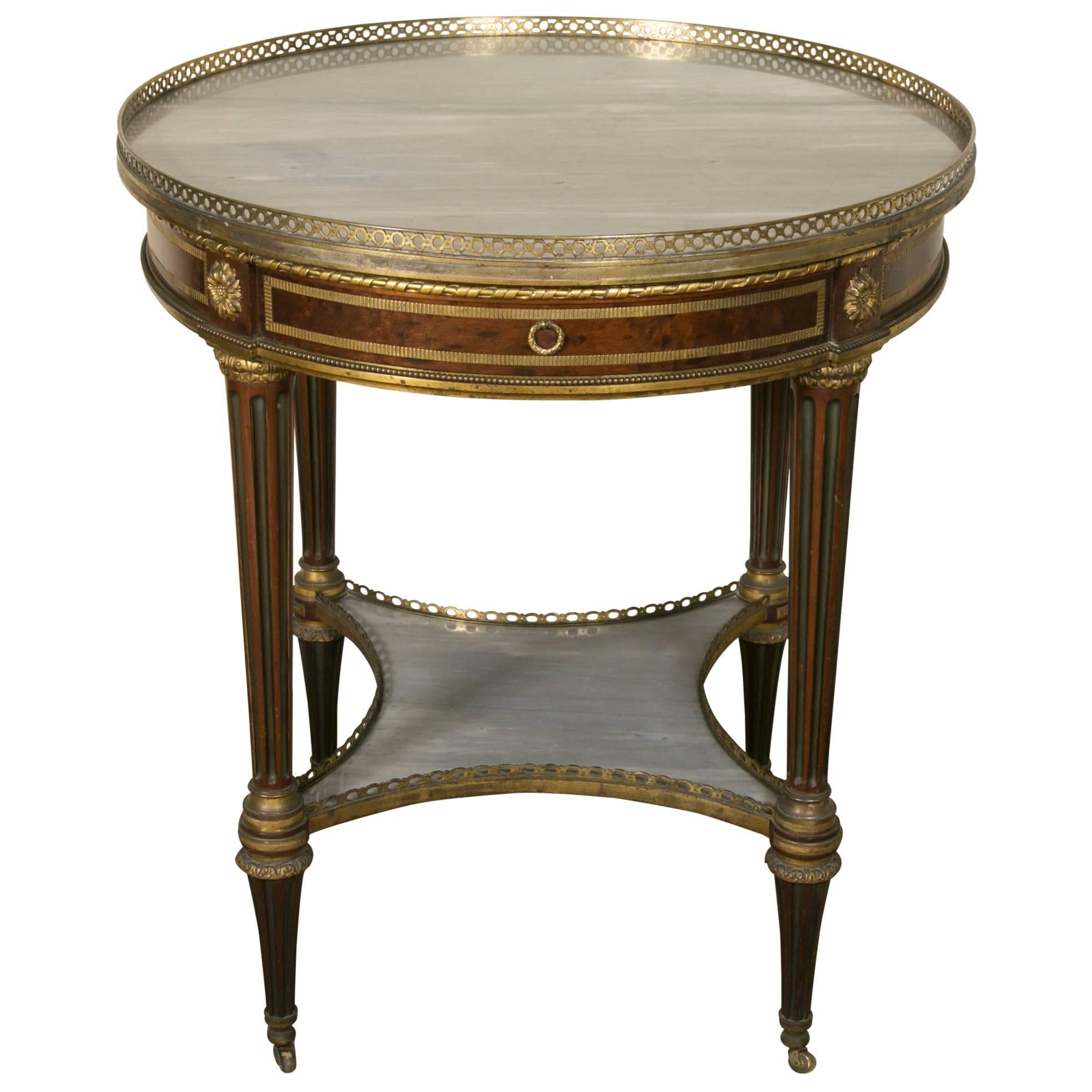 Louis XVI Style Round Table in Mahogany and Gilt Bronze by Gervais ...