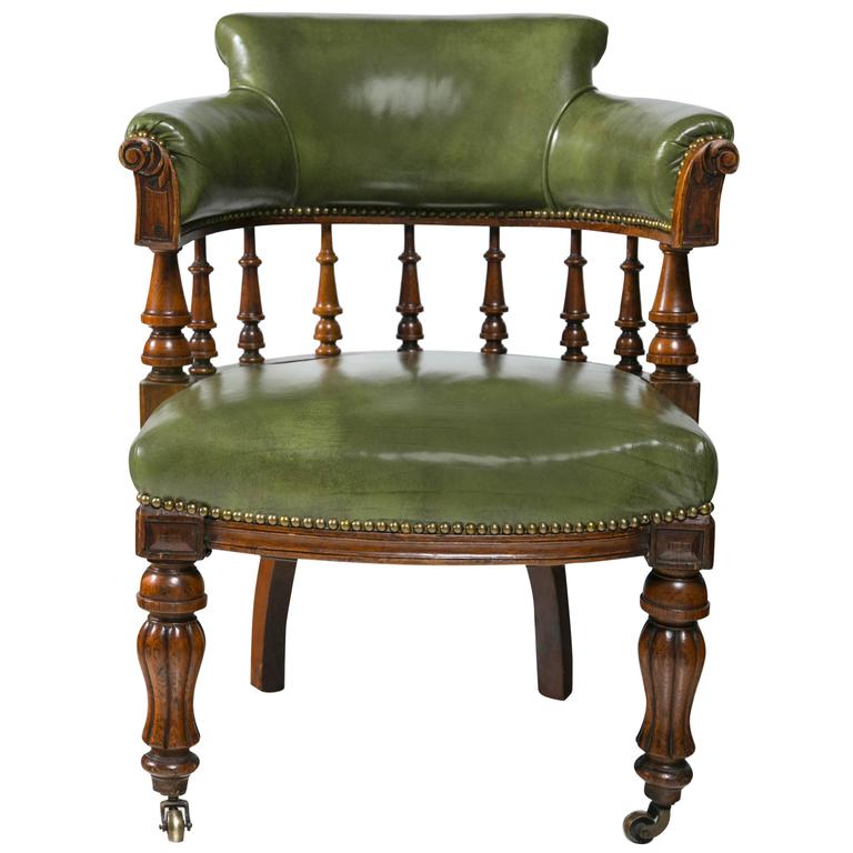 Leather Library Chair at 1stDibs