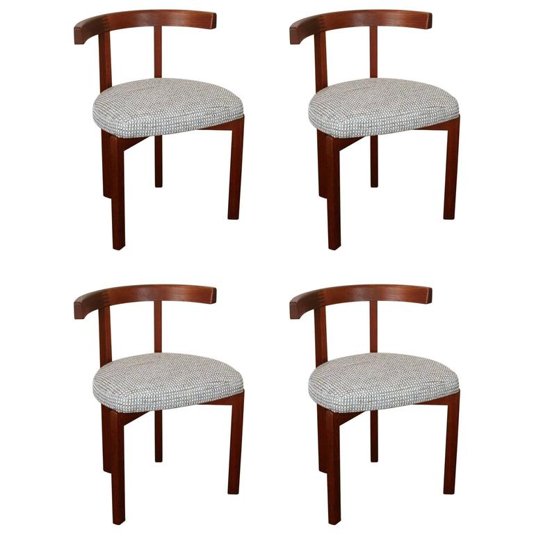 Set of Four Vintage Danish Teak Round Back Dining Chairs at 1stDibs