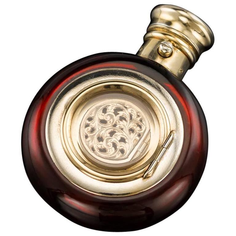 Antique Victorian Solid Silver Gilt Vinaigrette and Scent Bottle, circa ...