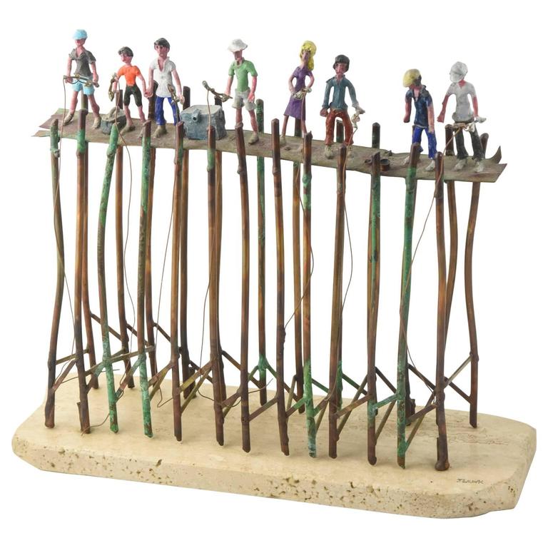 Jim Lewk Fishing Pier Copper Sculpture at 1stDibs | jim lewk sculpture ...