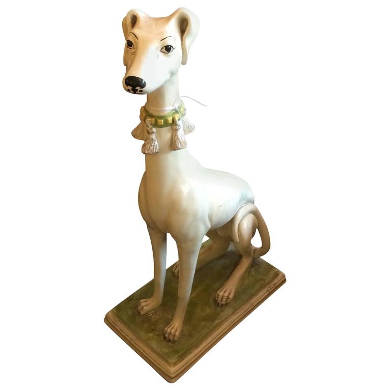 Adorable Elongated Large Whippet Sculpture at 1stDibs