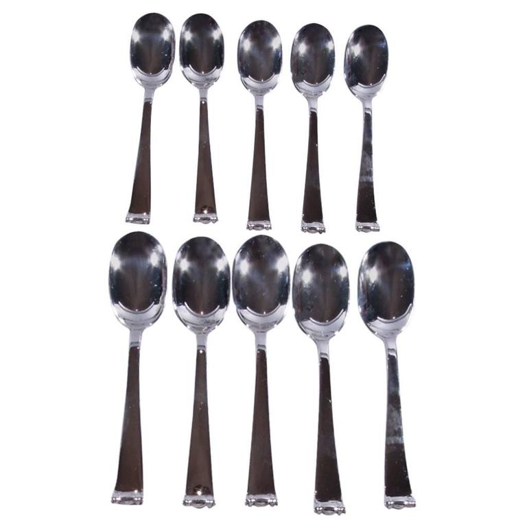 Set of Ten Alan Adler Modern Georgian Sterling Silver Demitasse Spoons ...