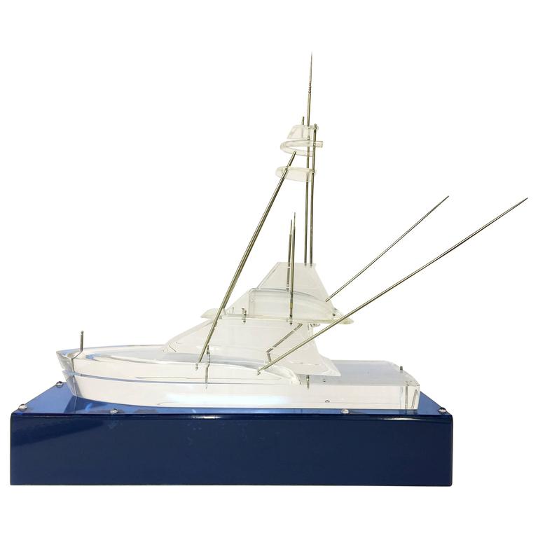 Vintage Lucite Acrylic Deep Sea Sport Fishing Boat Model Sculpture at ...