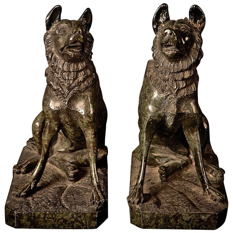 Rare Pair of Serpentine Grand Tour Molossian Hounds, Italy, 19th ...
