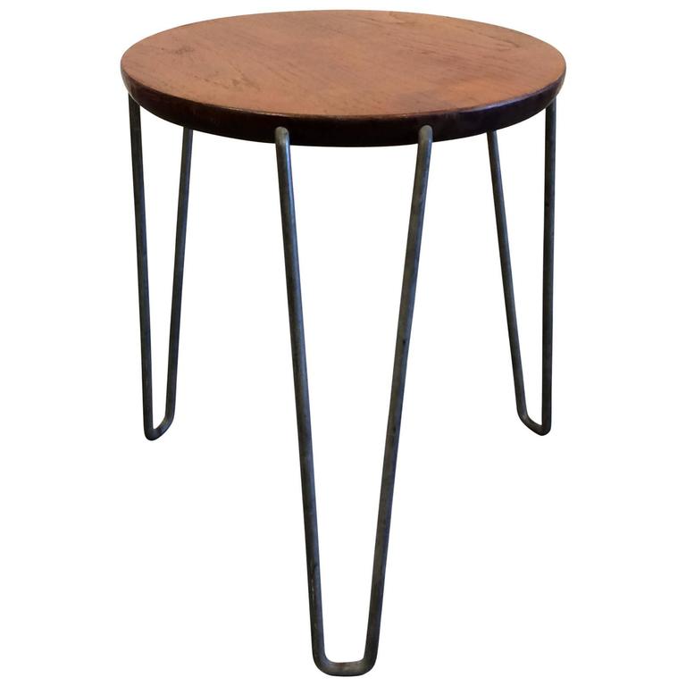 Beautiful Three-Legged Mid-Century Modern Stool For Sale at 1stdibs