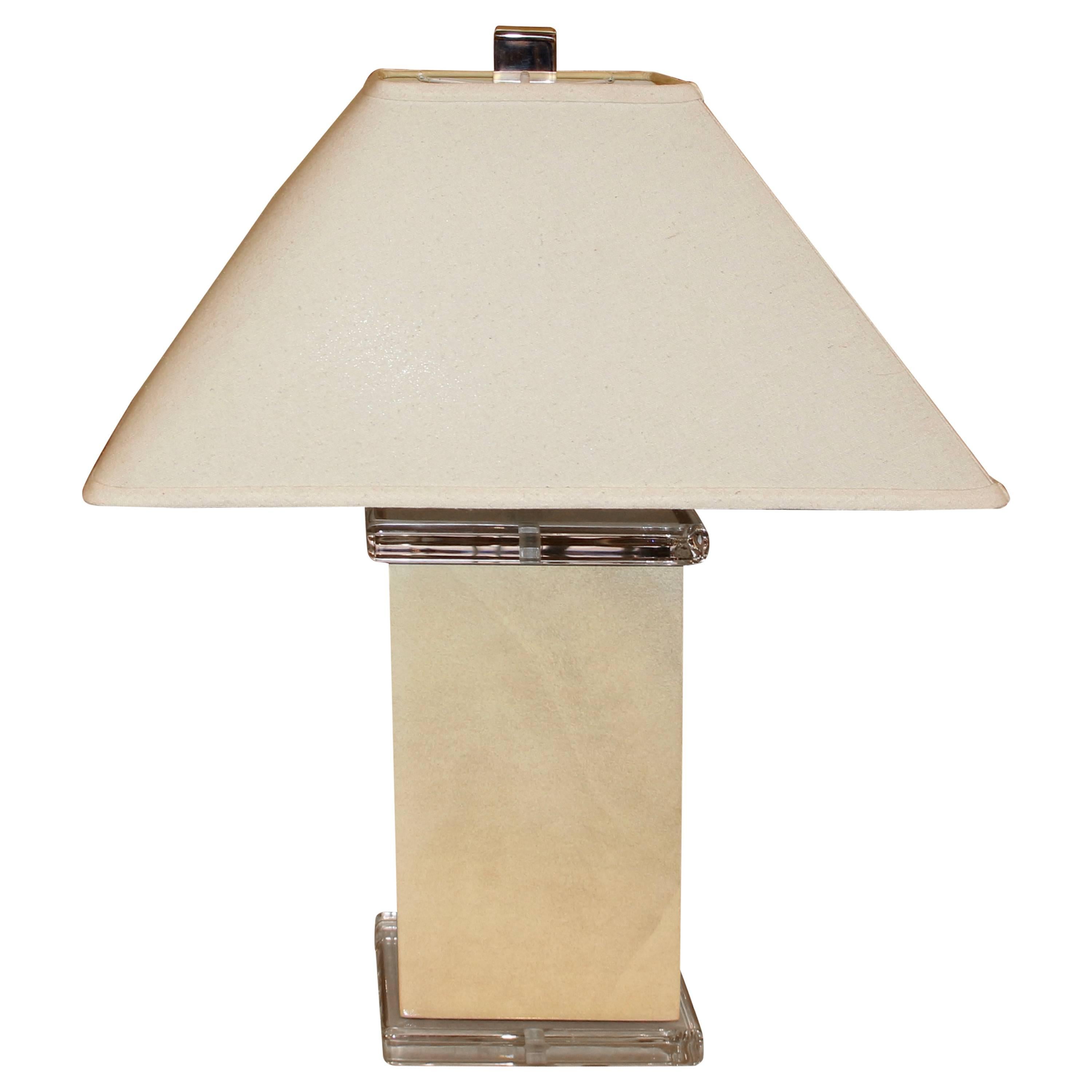 Richard Lindley Faux Painted Parchment Lamp with Lucite Base and Top at ...
