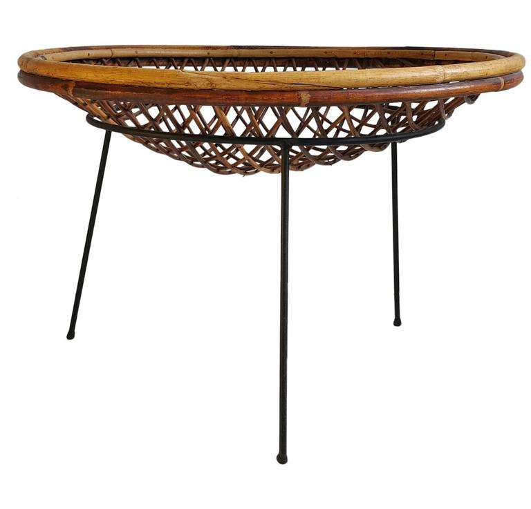 Modernist Split Reed and Iron Catch All Table by Arthur Umanoff For ...
