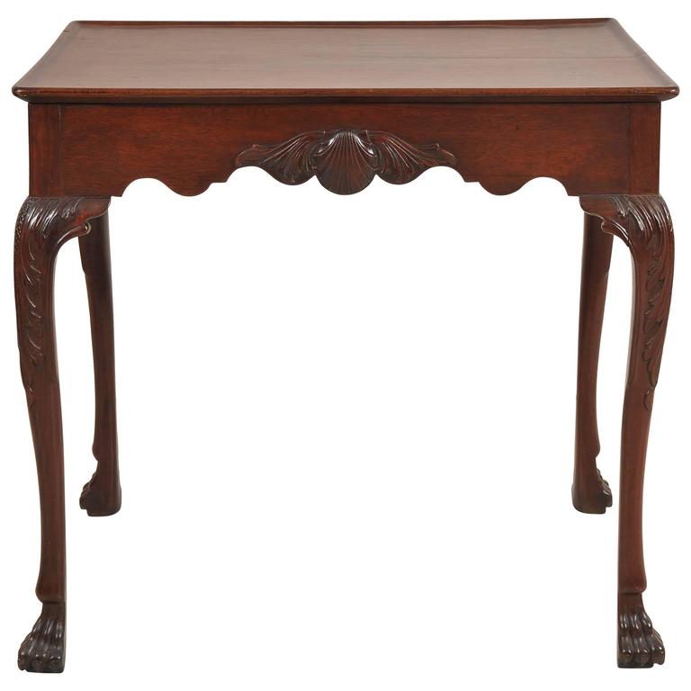 George III Irish Mahogany Silver Table with Shell Frieze on Both Sides ...