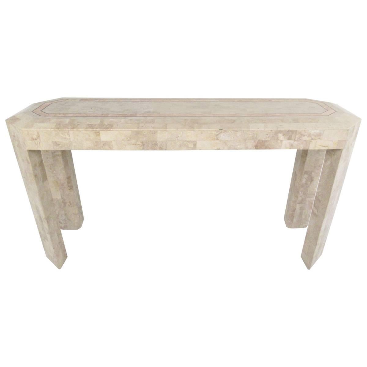 Tessellated Fossil Stone Console Table by Maitland Smith at 1stDibs