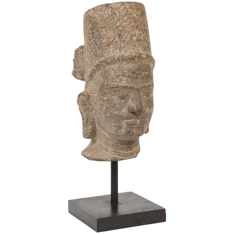 Sandstone Head of Vishnu, 7th century Phnom Da Style, Cambodia at 1stDibs