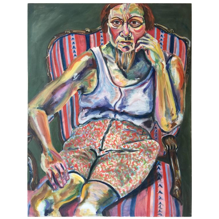 Modern Portrait Painting in Style of Alice Neal at 1stDibs