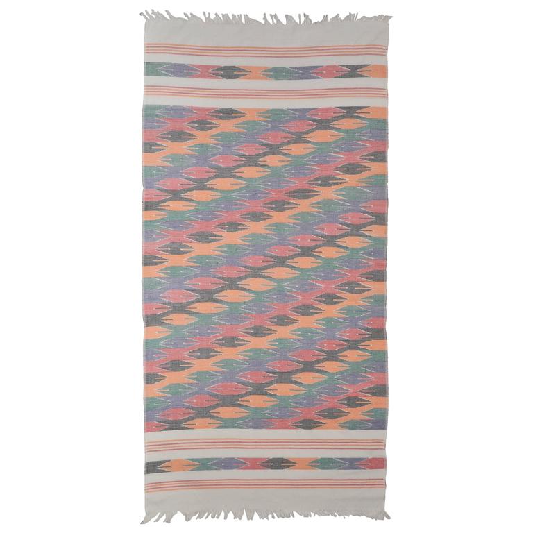 Vintage Ethnic Blue Dhaka Pattern Throw from Nepal at 1stDibs