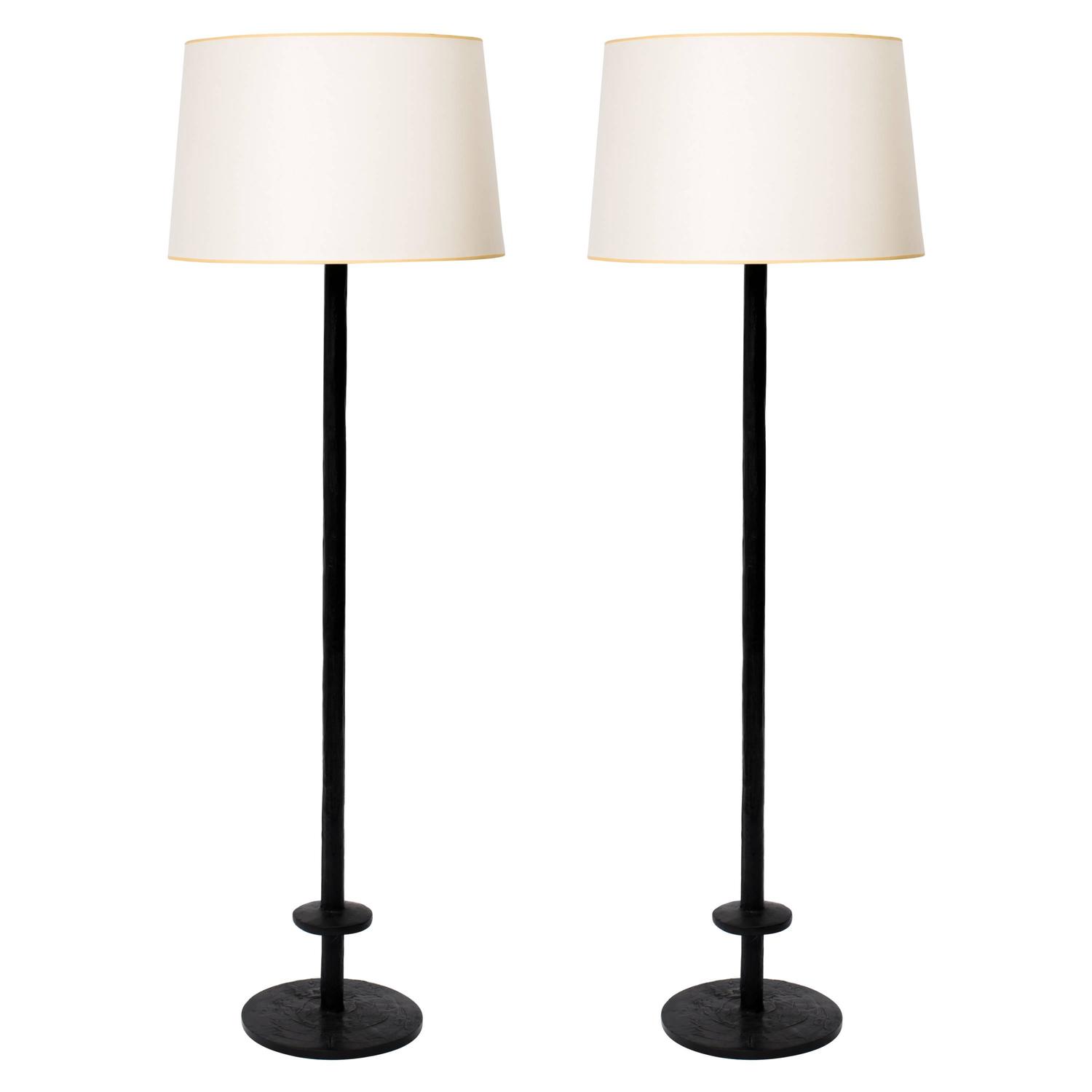 Pair of Solid Bronze Floor Lamps after Giacometti For Sale at 1stdibs