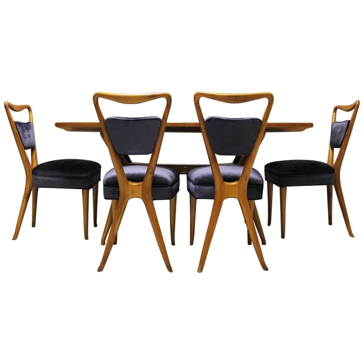 Sculptural Mid-Century Modern X-Back Dining Set, Italy, 1940s For Sale ...