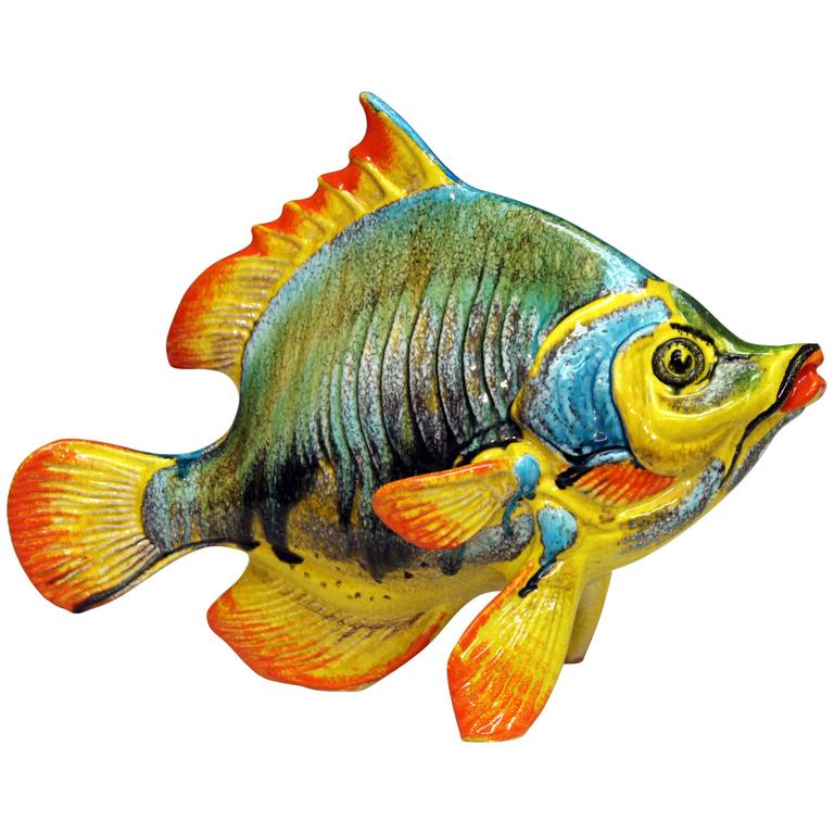 Large Vintage Italian Pottery Fish Figure Sculpture Mancioli Raymor at ...