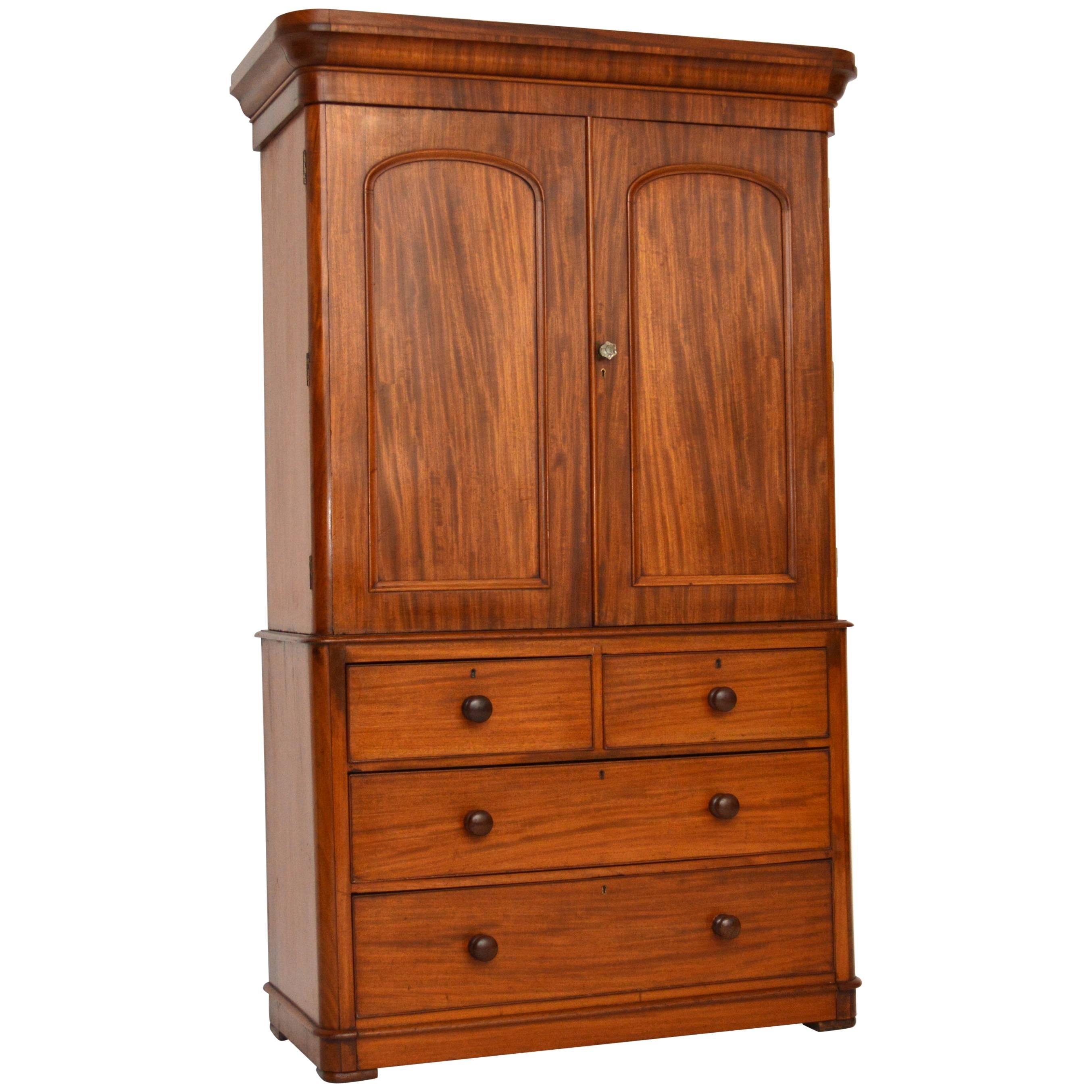 Antique Classic Victorian Mahogany Linen Press at 1stDibs