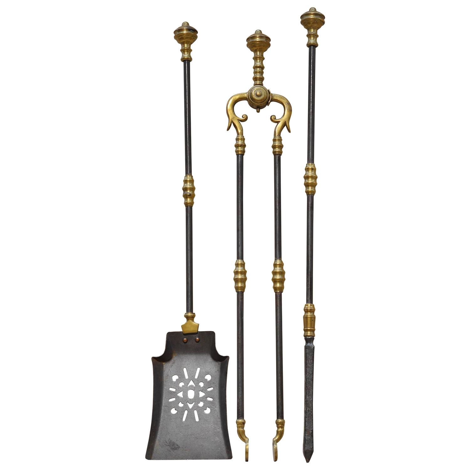 Nice Trio of Antique Fireplace Tools For Sale at 1stdibs