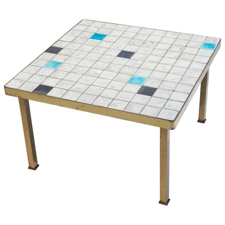 Mid-Century Ceramic Tile Side Table For Sale at 1stDibs
