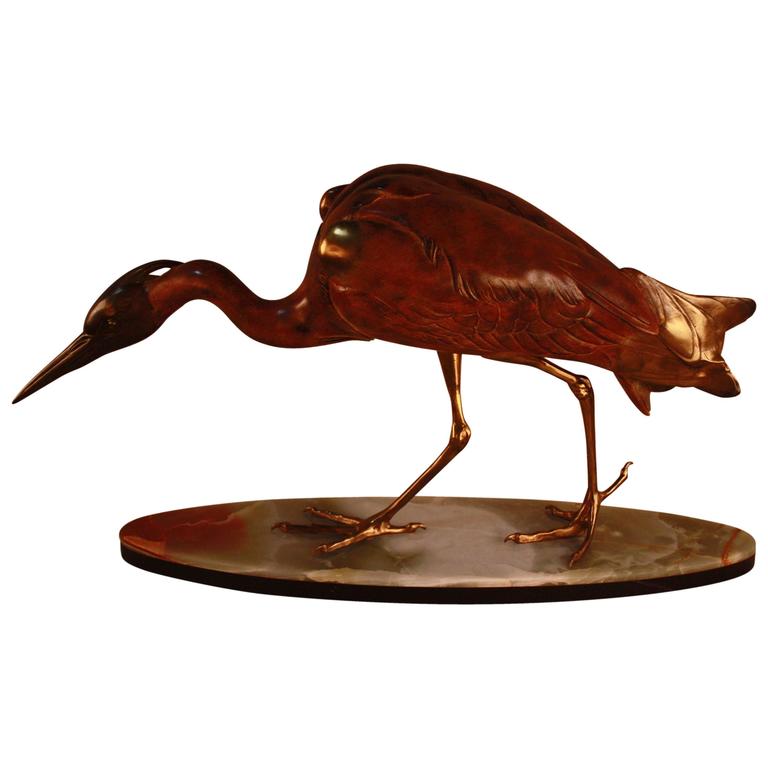 Bronze Heron Statue at 1stdibs