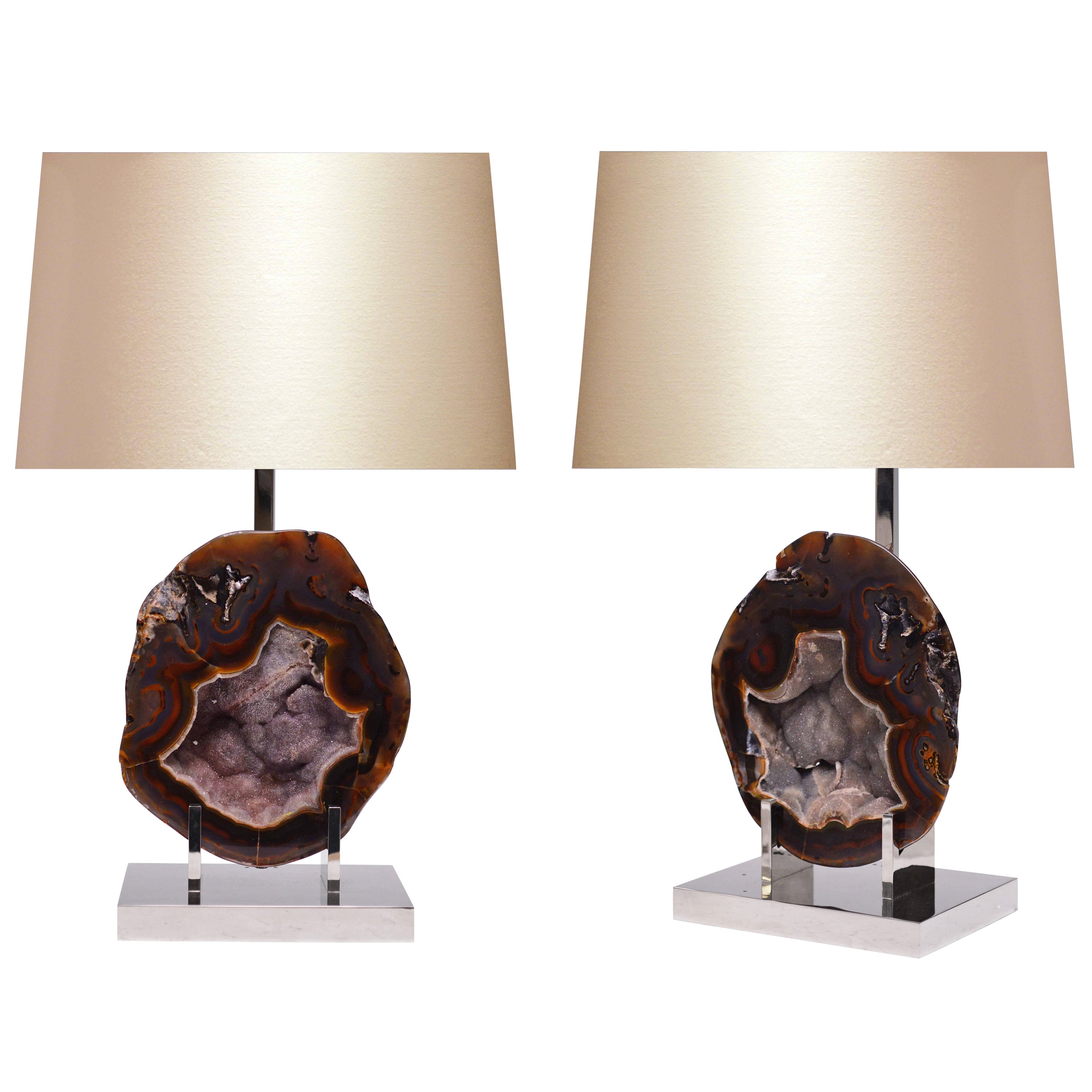 Pair of Natural Agate Lamps at 1stDibs