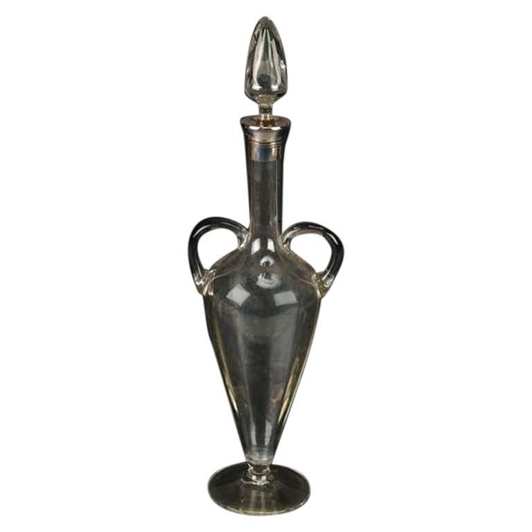 Silver Collared Slender Ovoid Glass Decanter and Stopper, by W Hutton ...