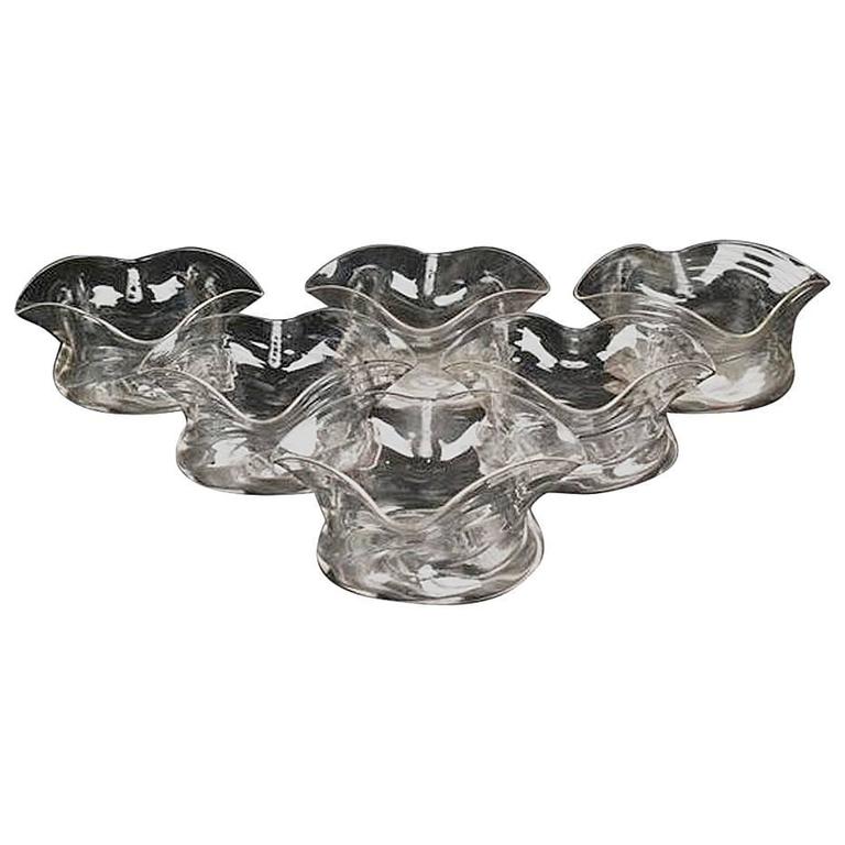 Set of Seven Glass Finger Bowls, by James Powell For Sale at 1stDibs