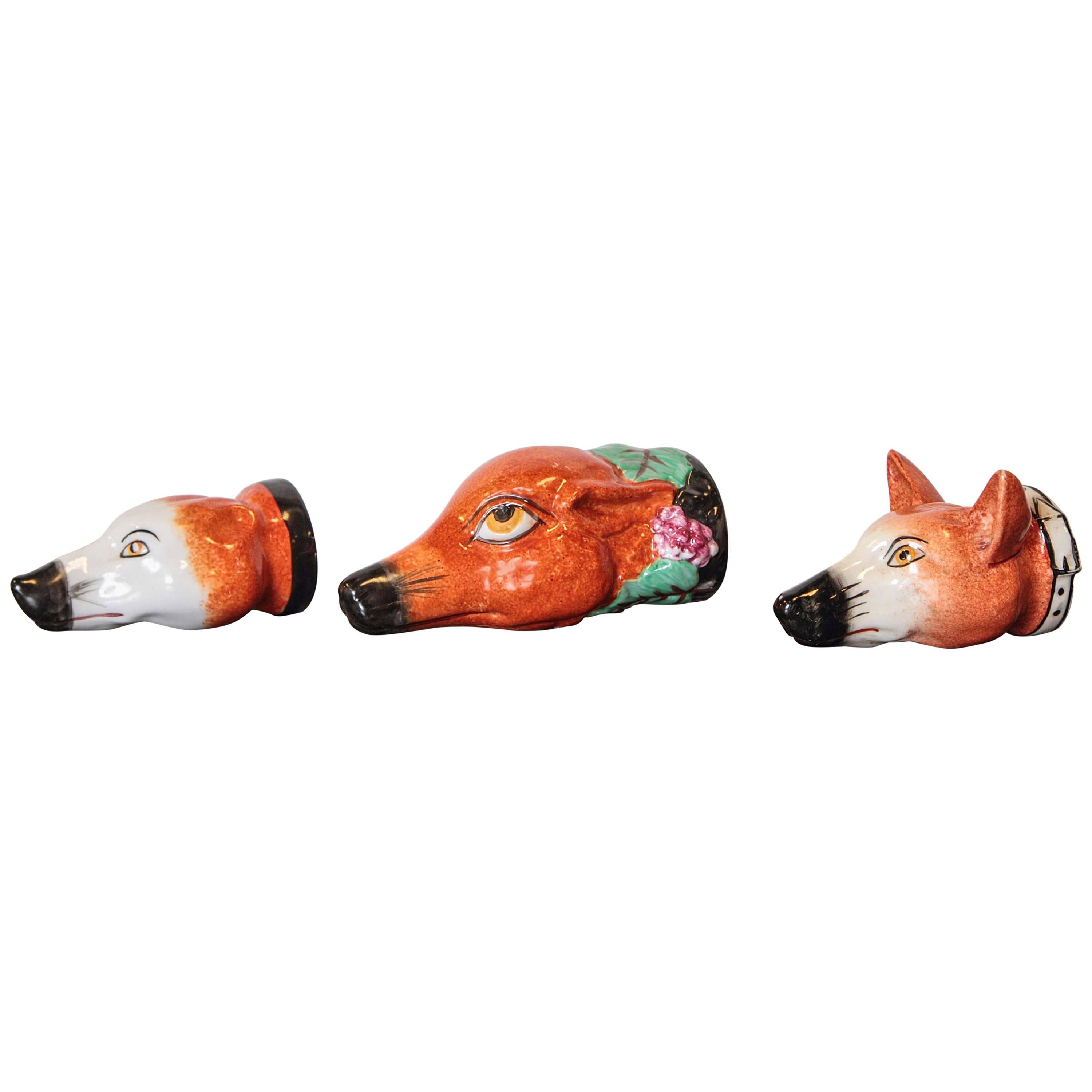 Assembled Collection of Three Fox Head Stirrup Cups at 1stDibs