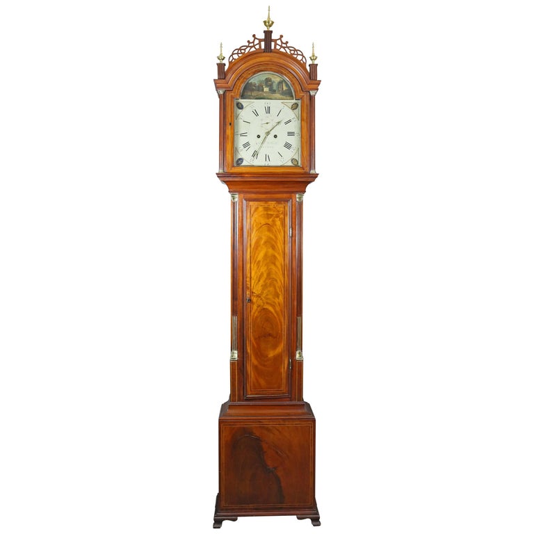 Federal Mahogany Tall Case Clock by Aaron Willard For Sale at 1stDibs