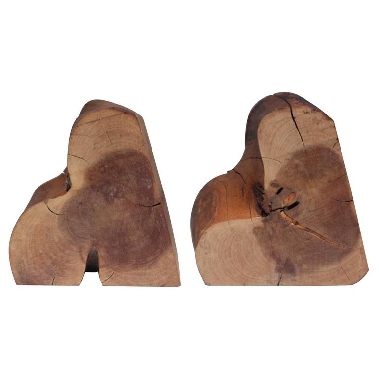 Mid-Century Carved Tree Stump Bookends For Sale at 1stDibs