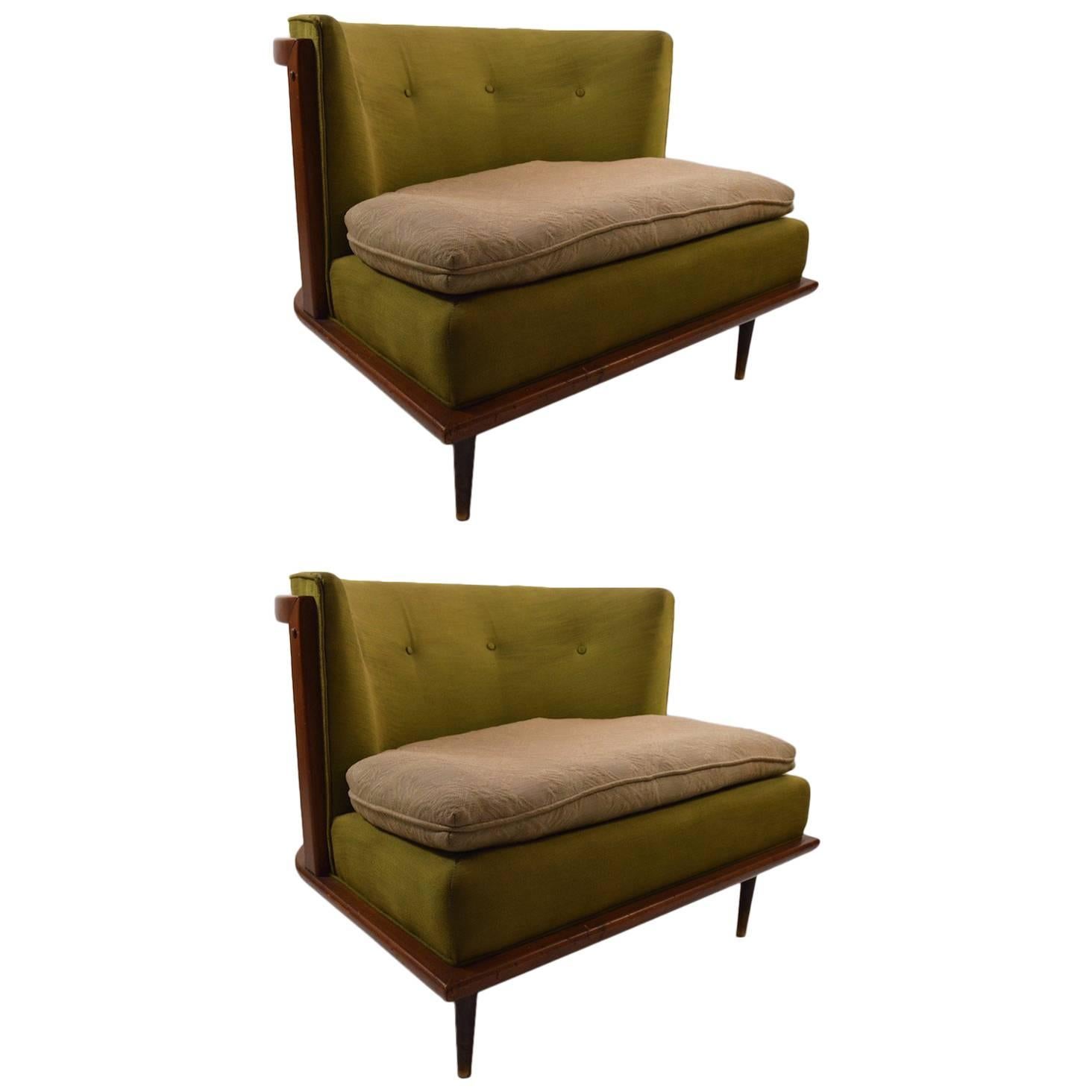 Pair of Armless Low Lounge Chairs at 1stDibs