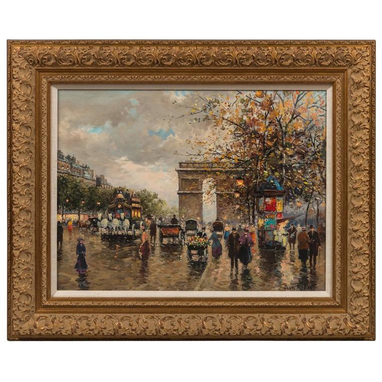 Jean Riboud 'French, 1940-1980' Oil on Canvas Depicting Champs Elysees ...