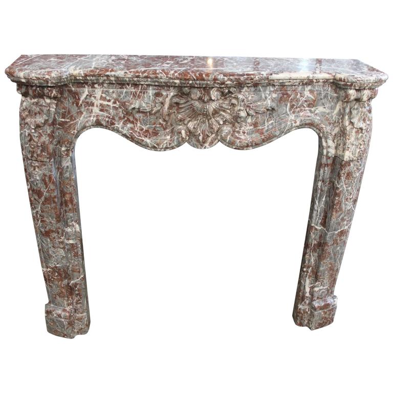 Antique Belgian Red Marble Fireplace For Sale at 1stDibs