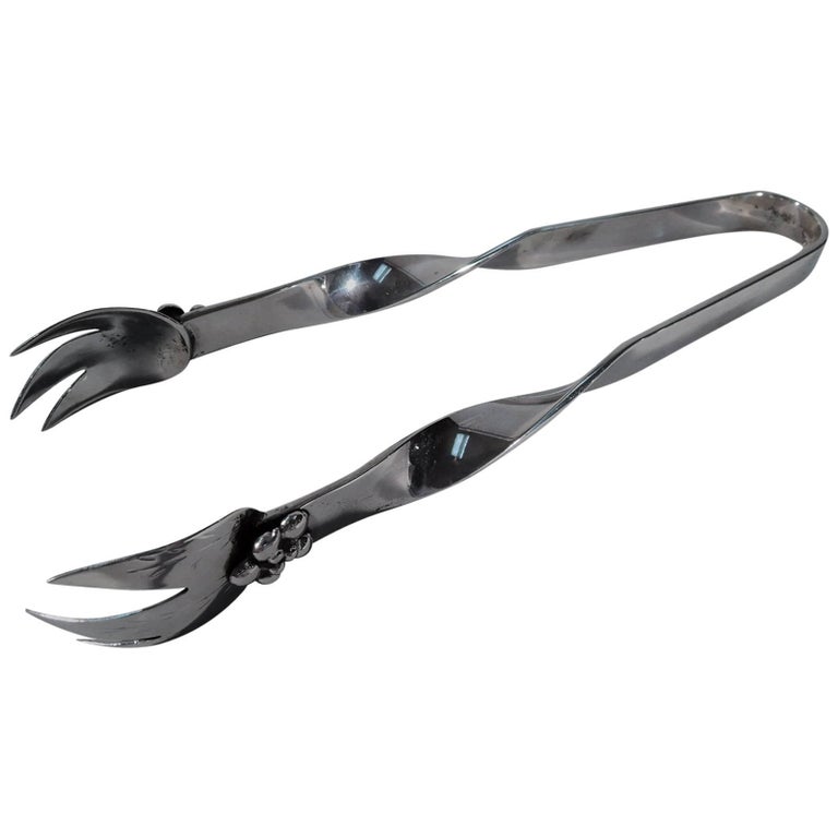 American Modern Handmade Sterling Silver Ice Tongs For Sale at 1stDibs