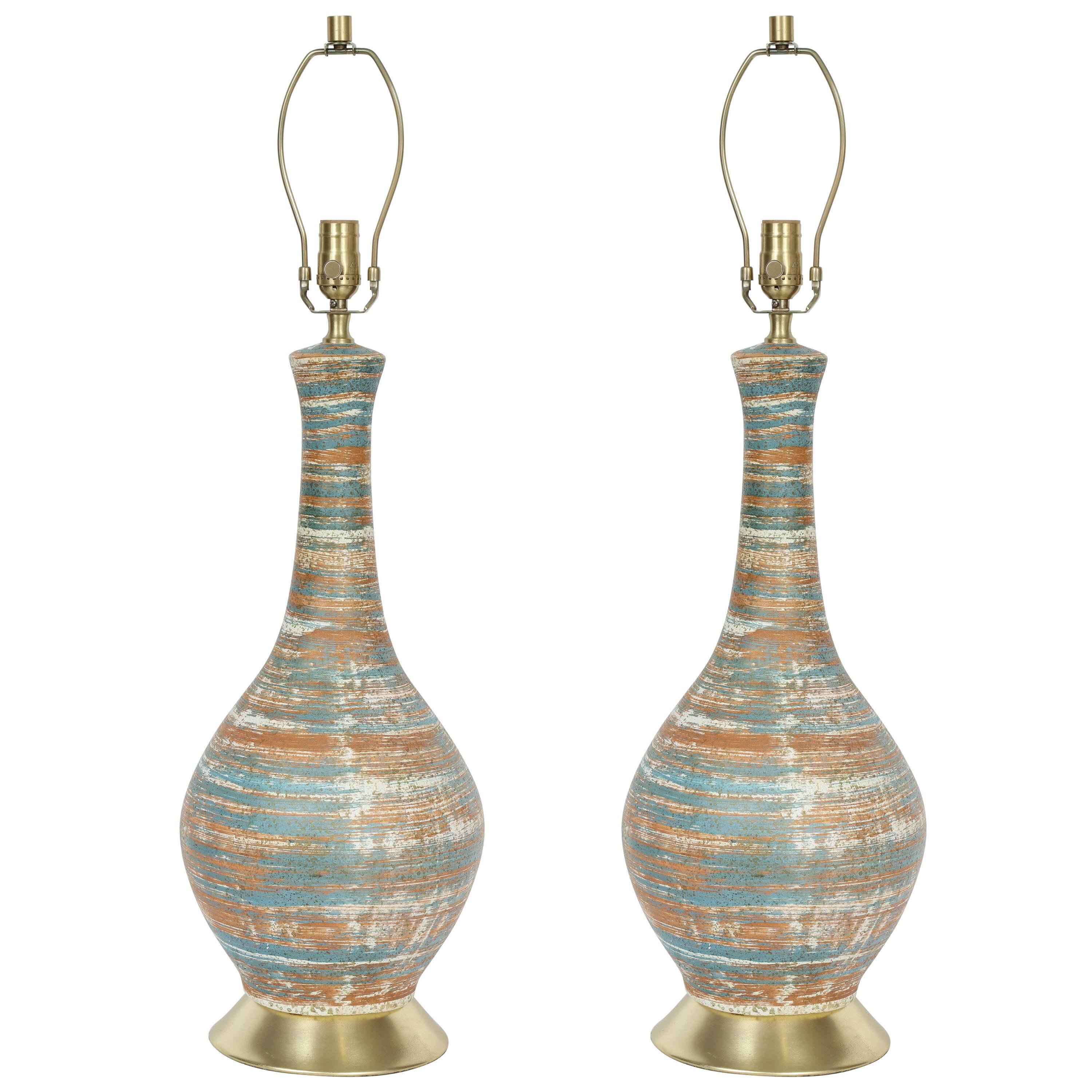 Italian Slate Blue and Rust Ceramic Table Lamps at 1stDibs | slate blue ...