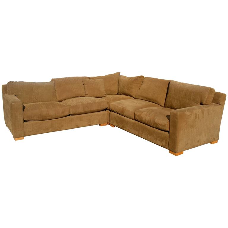 Nutmeg Suede Sectional For Sale at 1stDibs