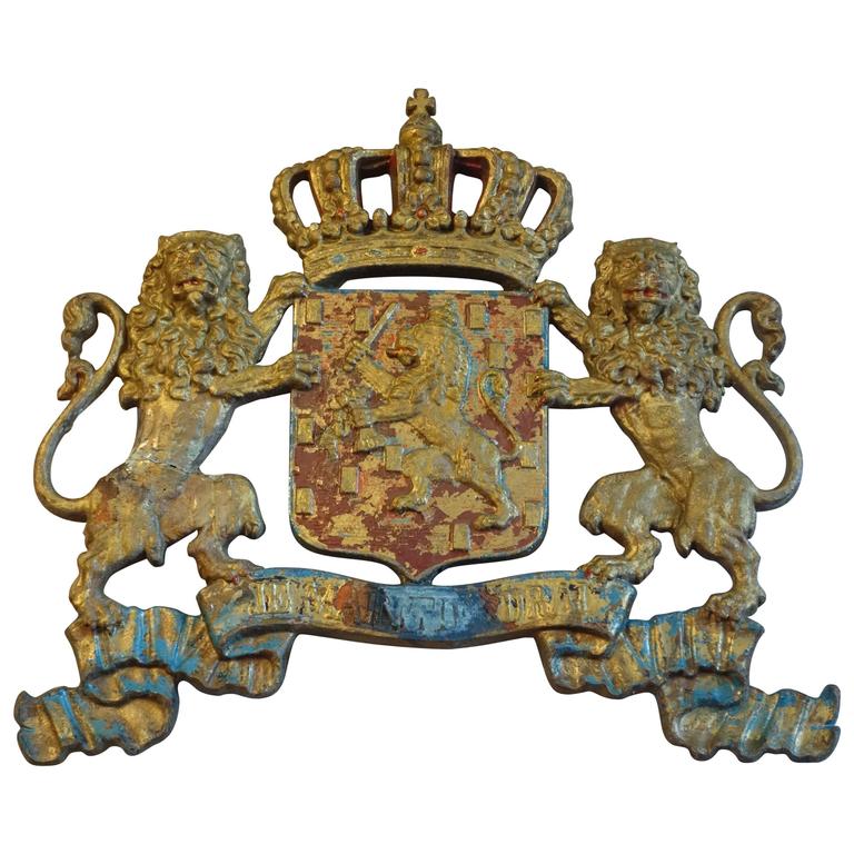19th Century Painted Cast Iron Royal Crest at 1stDibs