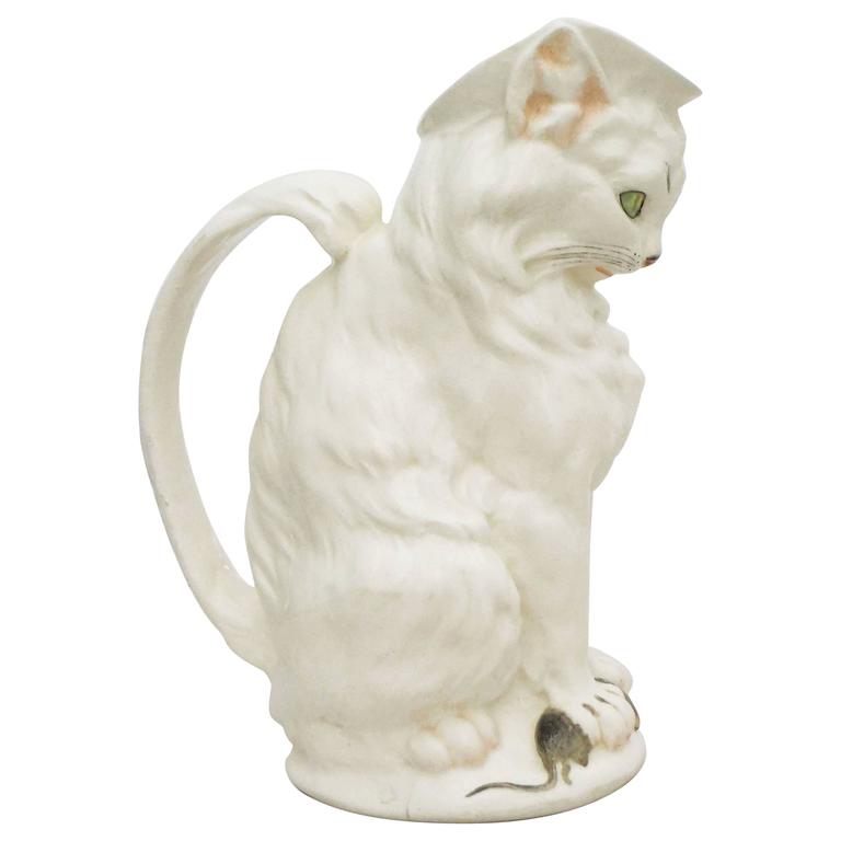 19th Century Majolica White Cat with Mouse Pitcher Minton at 1stDibs ...