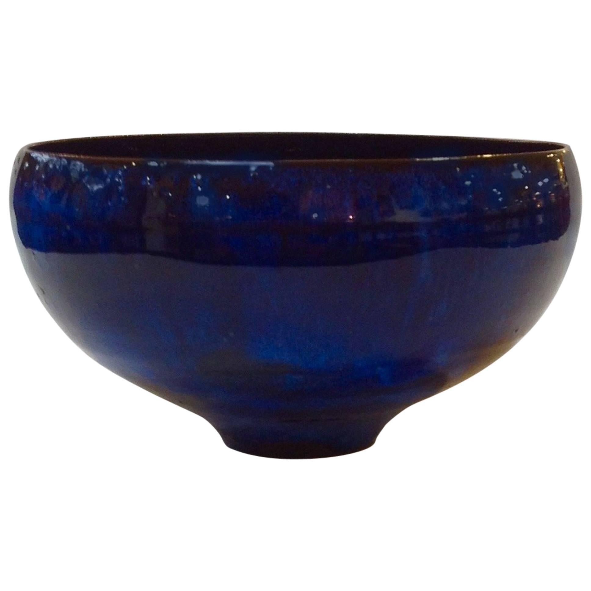 Gertrude and Otto Natzler 'Mystic' Blue Glazed Bowl For Sale at 1stDibs