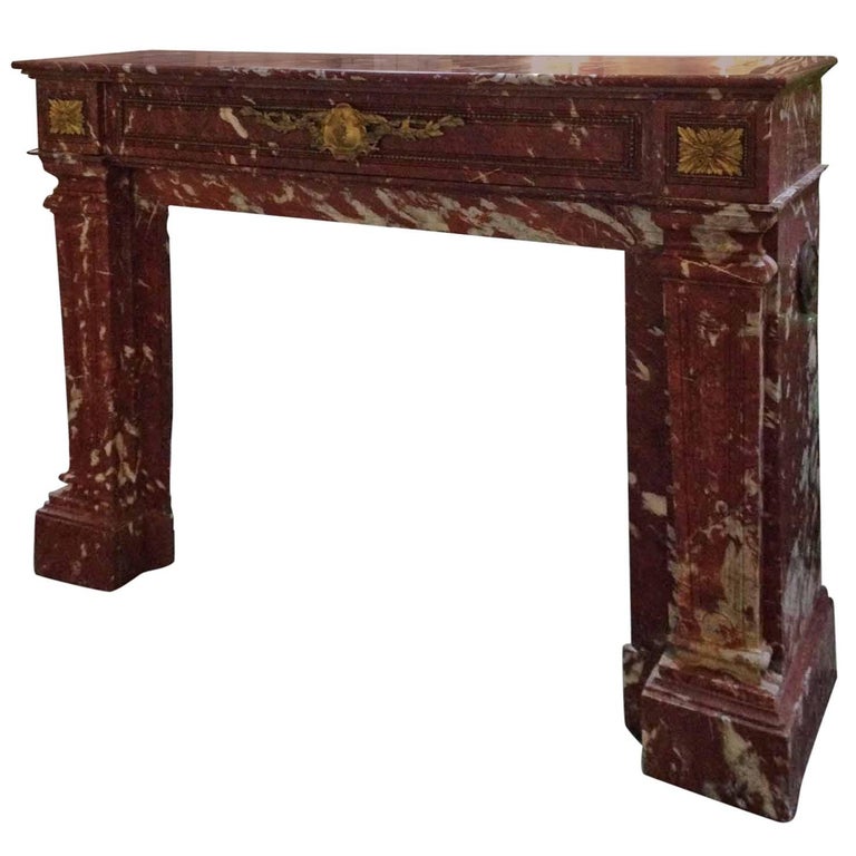 Antique French Marble Mantel Red, circa 1850 For Sale at 1stDibs