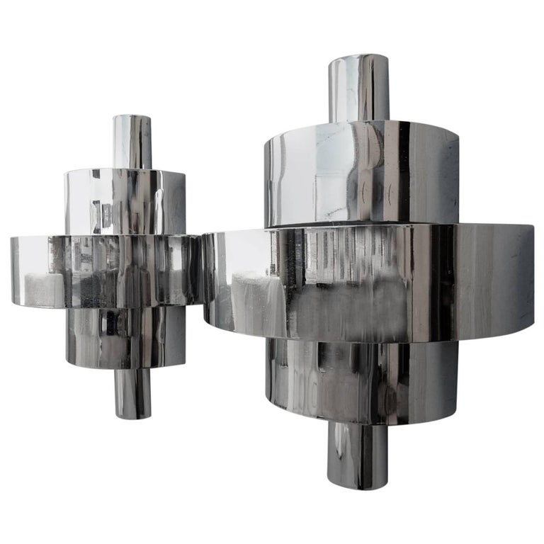 1940s Streamline Moderne Art Deco Sconce Wall Lamps in Nickel For Sale ...