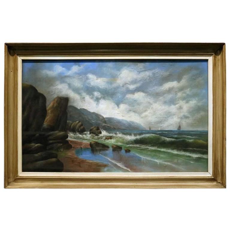 Framed Seascape in Pastels, Late 19th Century at 1stDibs