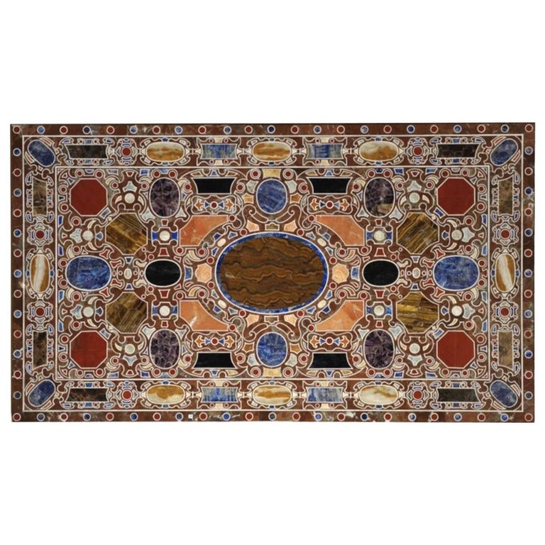 Rare 19th Century Florentine Table, Inlay of Hard Stones and Marble ...