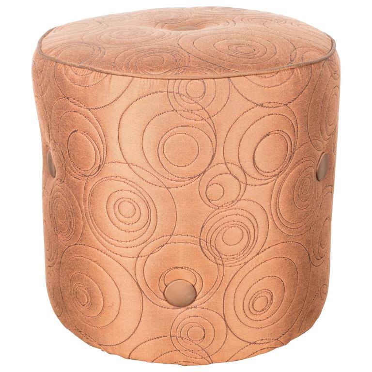 Modernist Cylindrical Foot Rest in Metallic Bronze Upholstery and ...