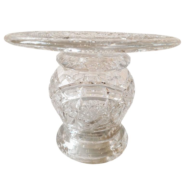 Vintage Brilliant Cut Crystal Pedestal For Sale at 1stDibs