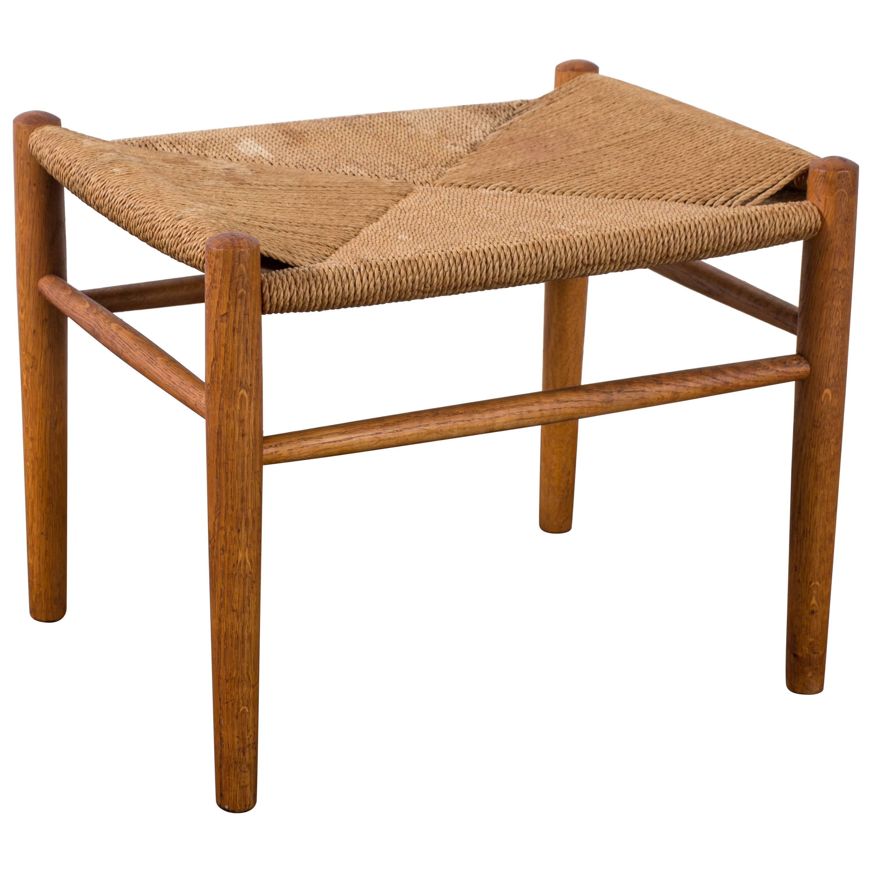 Vintage Mid-Century Hans Wegner Stool or Ottoman at 1stDibs