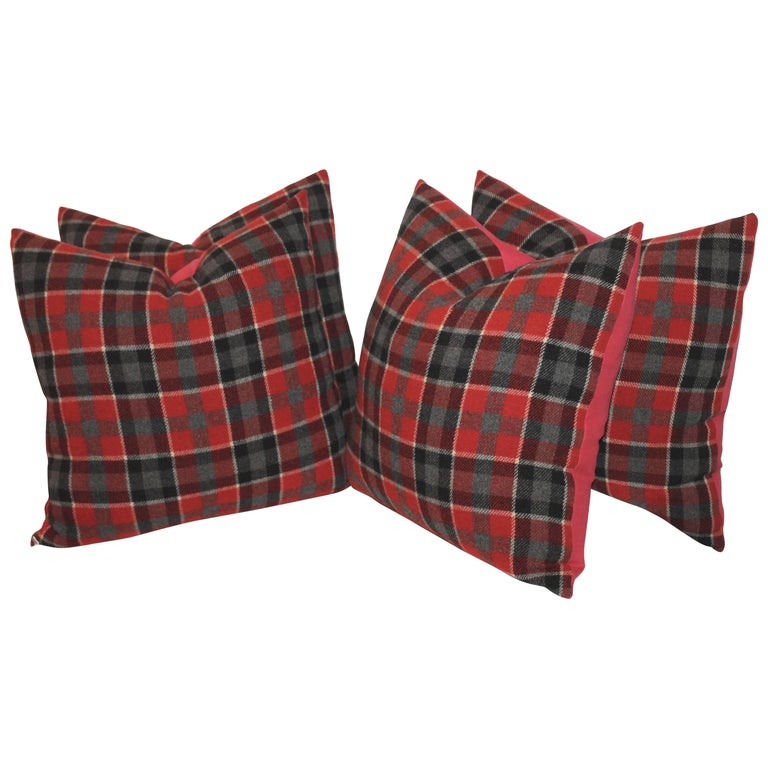 Pair of Red and Green Plaid Pillows at 1stDibs | red and green plaid ...