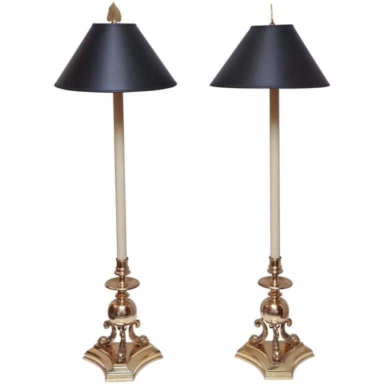 Pair of Chapman Brass Candlestick Lamps at 1stDibs