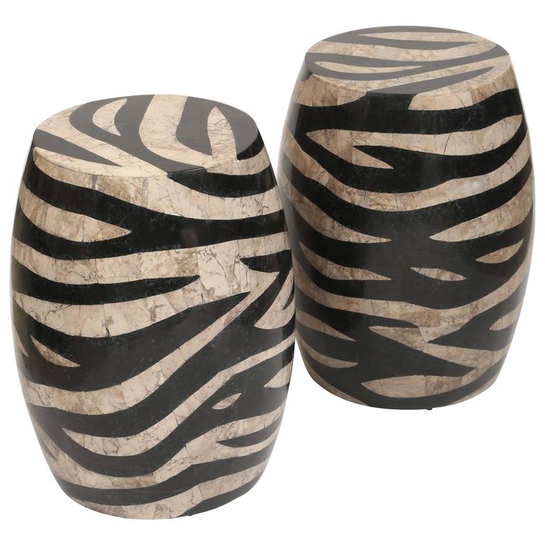 Stone Veneer Zebra Stools or Tables at 1stDibs