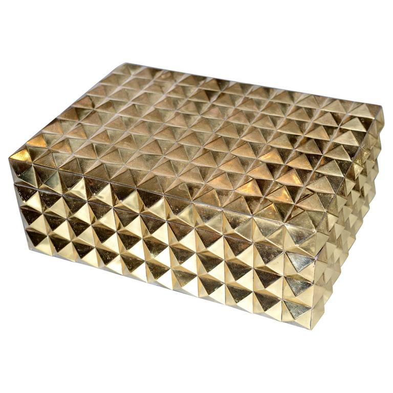 Jewelery Gold Box in Brass Gold Finish For Sale at 1stDibs